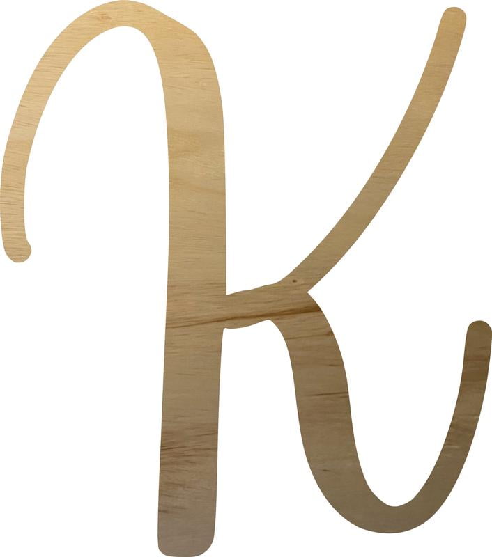 Small Unfinished Wood Letter K, Paintable 8'' Tall Craft Script Letter ...