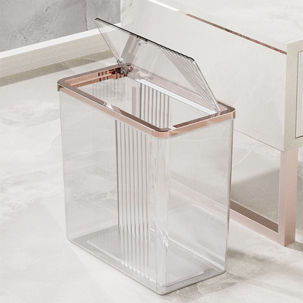 Transparent Trash Can Tube With Cover Plastic Trash Can Wastebaskets ...