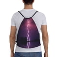Drawstring Backpack - Thunderstorm Violet Purple Splash Proof Small ...