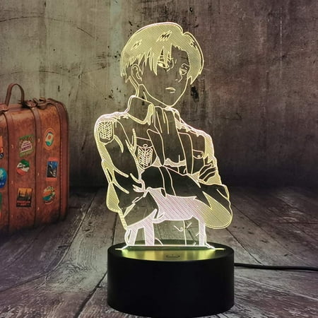 Captain Levi Ackerman Figure Lamp 3D LED Anime Nightlight Bedside Sleep ...