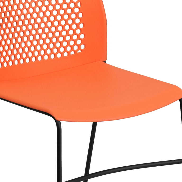 Stack Chair EMMA + OLIVER Orange With Ventilated Back - Sleek Sled Base ...