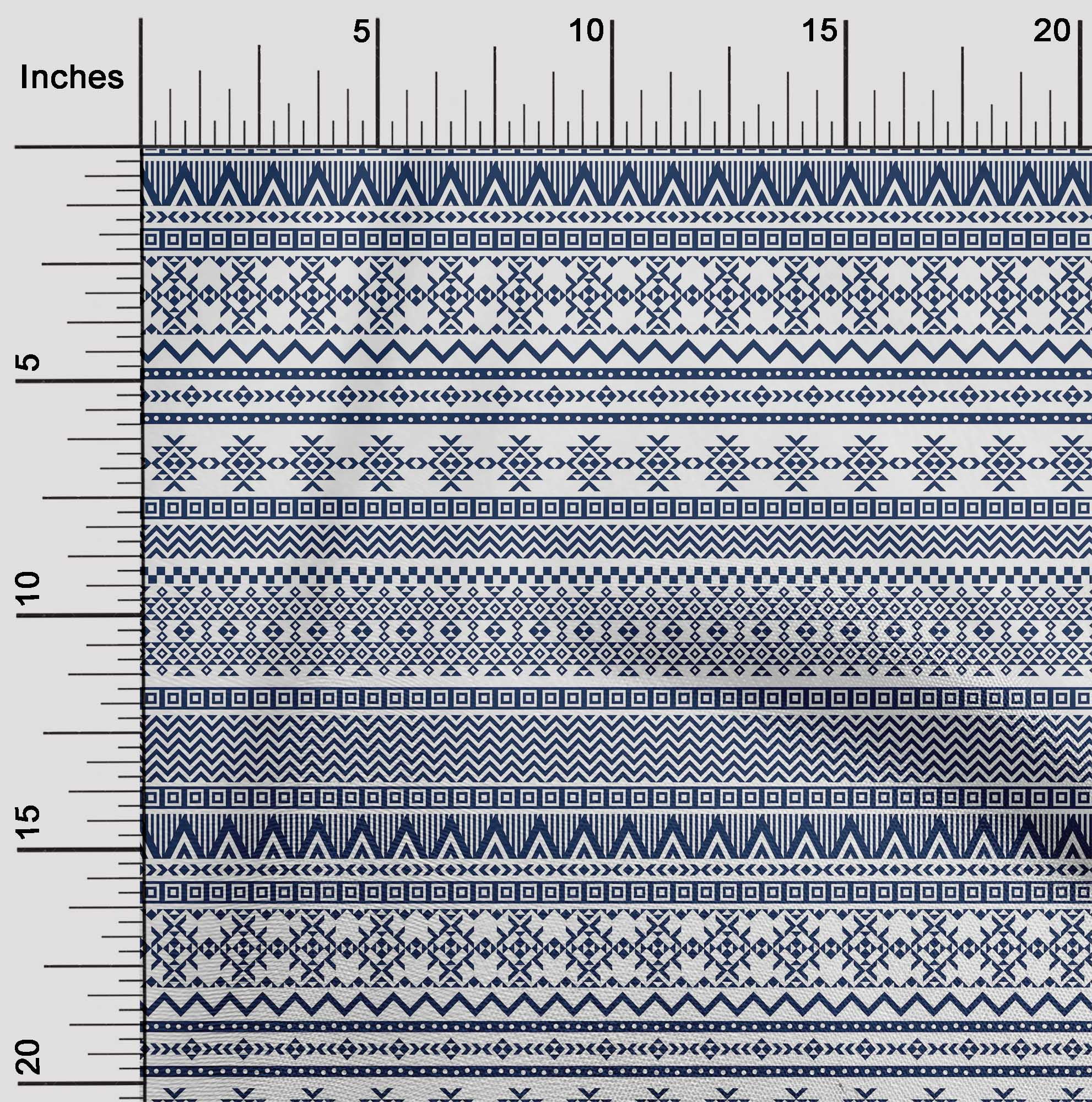 oneOone Silk Tabby Navy Blue Fabric Aztec Tribal Sewing Material Print ...
