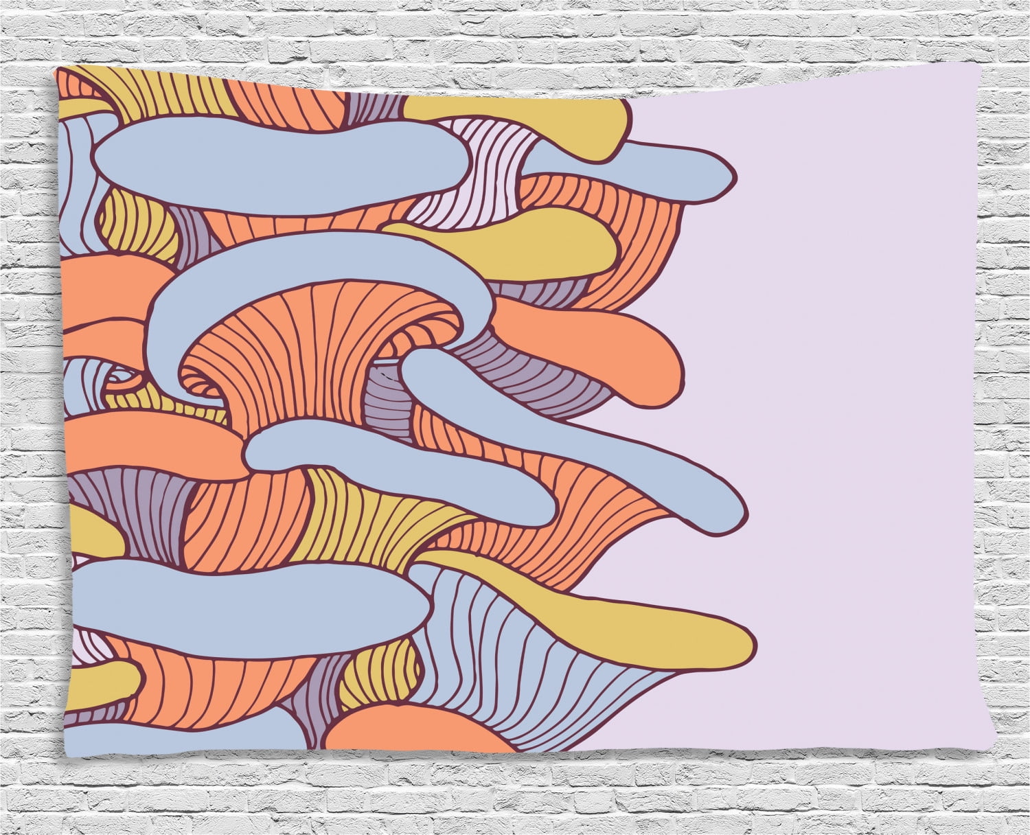 Colorful Tapestry, Illustration with Doodle Abstract Mushrooms Autumn ...