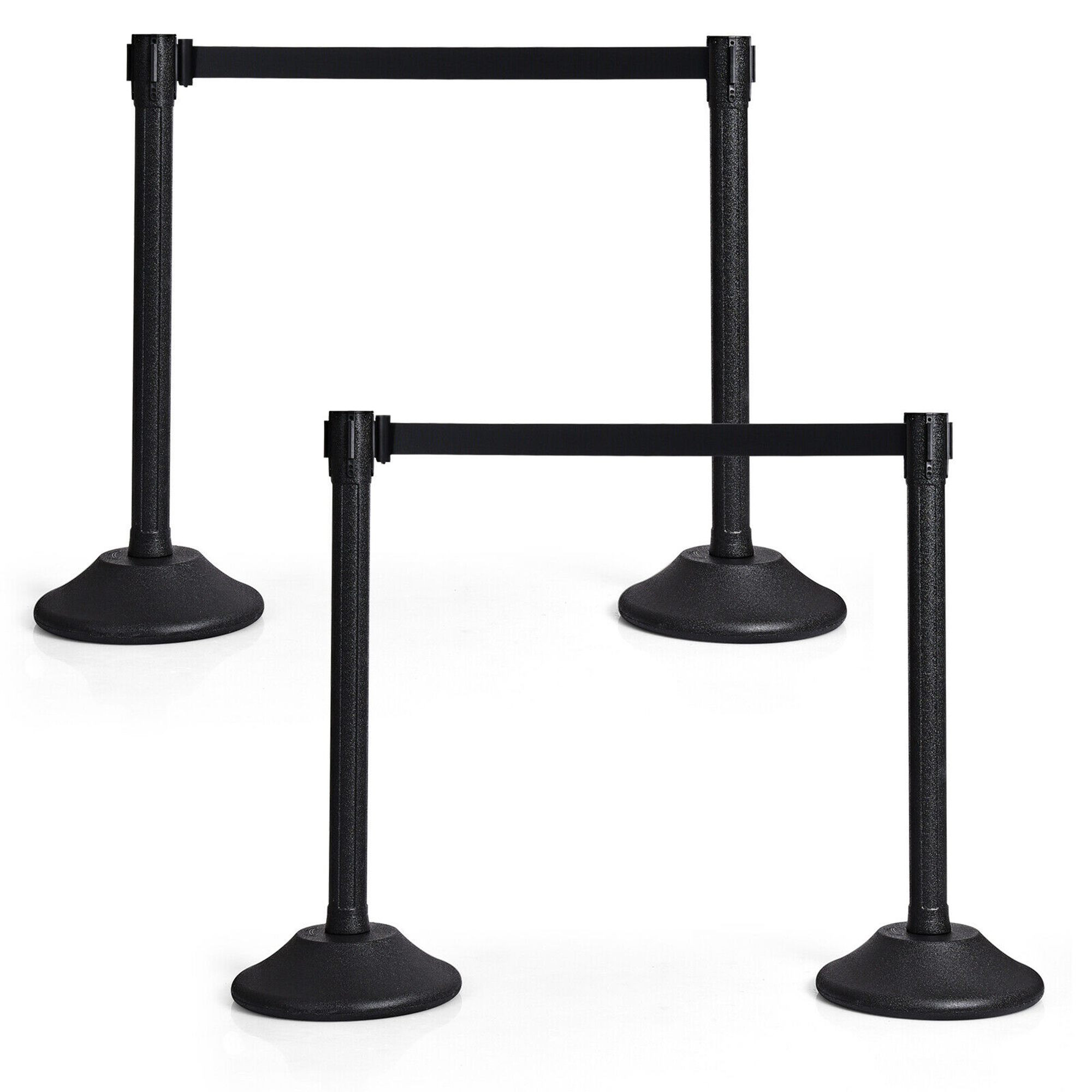 Gymax 4PCS Crowd Control Post Queue Pole Stanchion Barrier Combo Set w ...