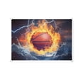 Basketball Sun Shade Sail 6.5'X10' Abstract Fire and Water UV Block ...