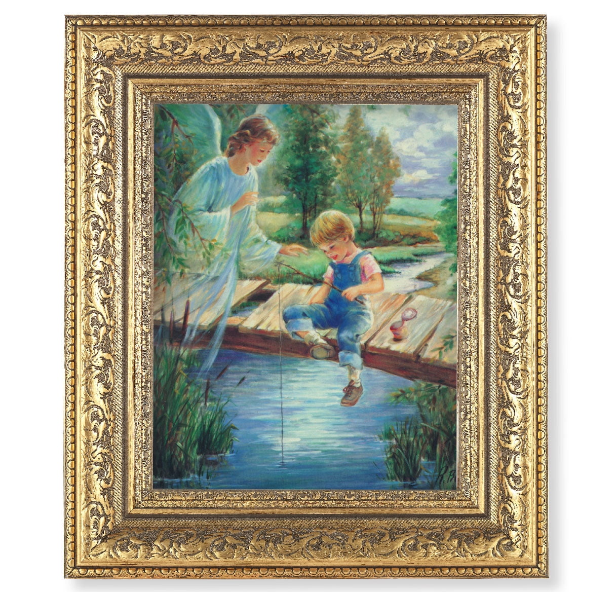 Guardian Angel with Boy Picture Framed Wall Art Decor Large, Gold-Leaf ...
