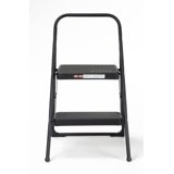 COSCO 2-Step Household Folding Steel Step Stool, All Black, 7ft 11in ...