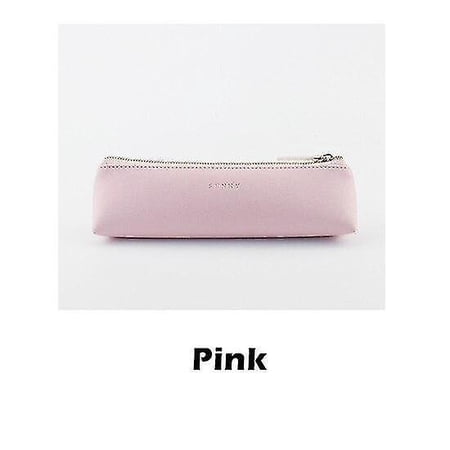 (Pink)Pencil case pu leather pen simple triangular shape vintage color ...