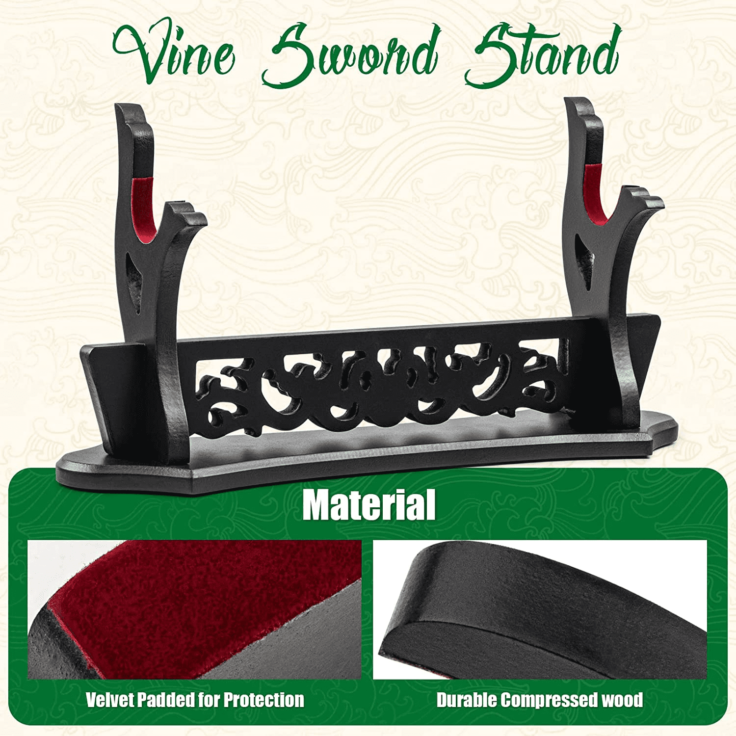 Buy BiJun Vine Sword Stand 1-Tier Padded Hook Katana Stand Holder ...