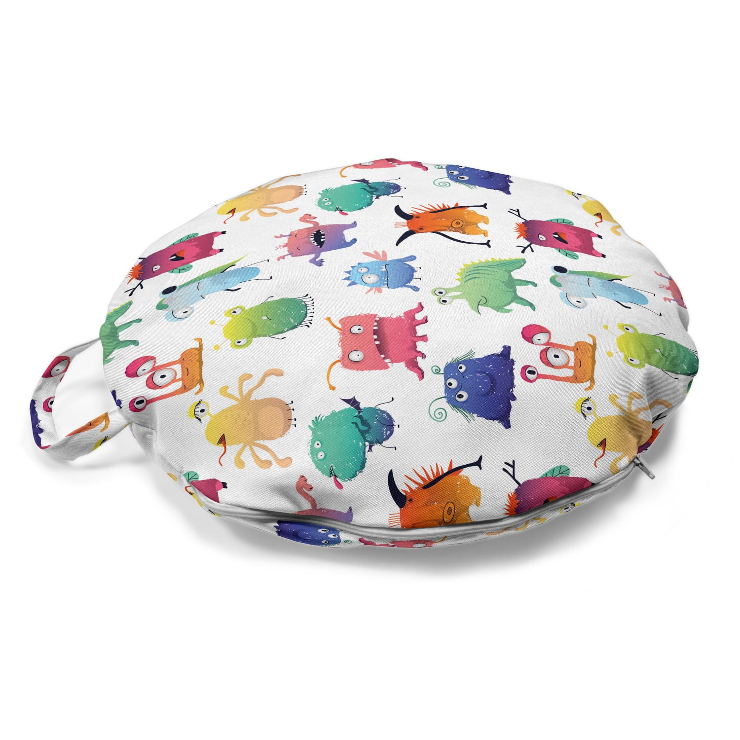 Cartoon Round Floor Cushion with Handle, Colorful Cartoon Characters ...