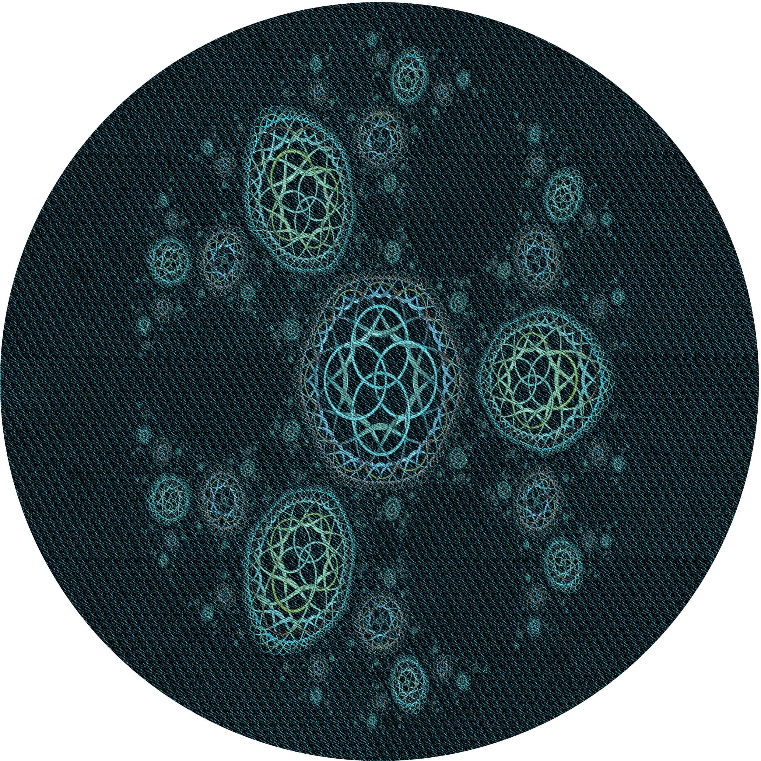 Ahgly Company Indoor Round Patterned Night Black Area Rugs, 4' Round ...