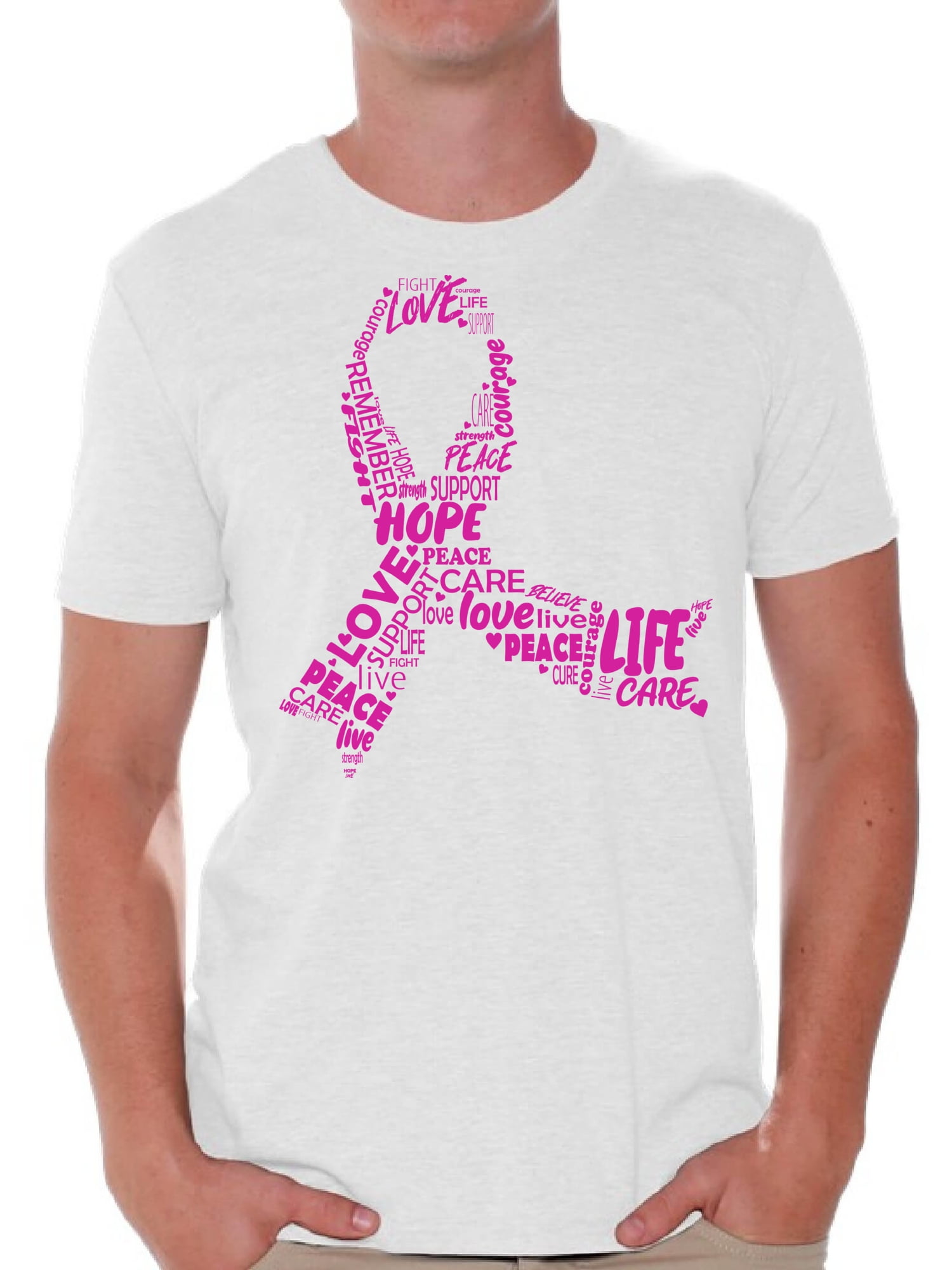 Awkward Styles Cancer Awareness Mens Shirts Ribbon Breast Cancer