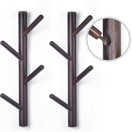 Wood Vertical Coat Rack Hooks Wall Mounted Wood Wall Hooks Hat Rack ...