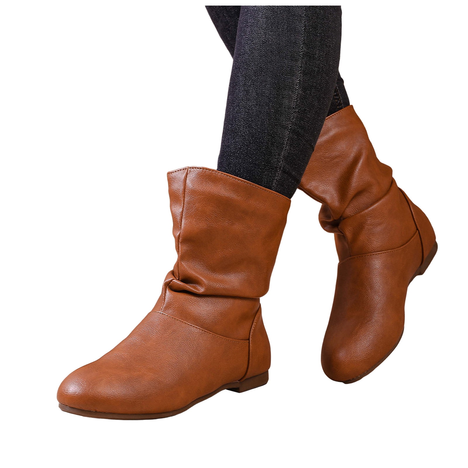 Click here for Pandaie Womens Slouch Ankle Flat Boots Fashion Wid... prices