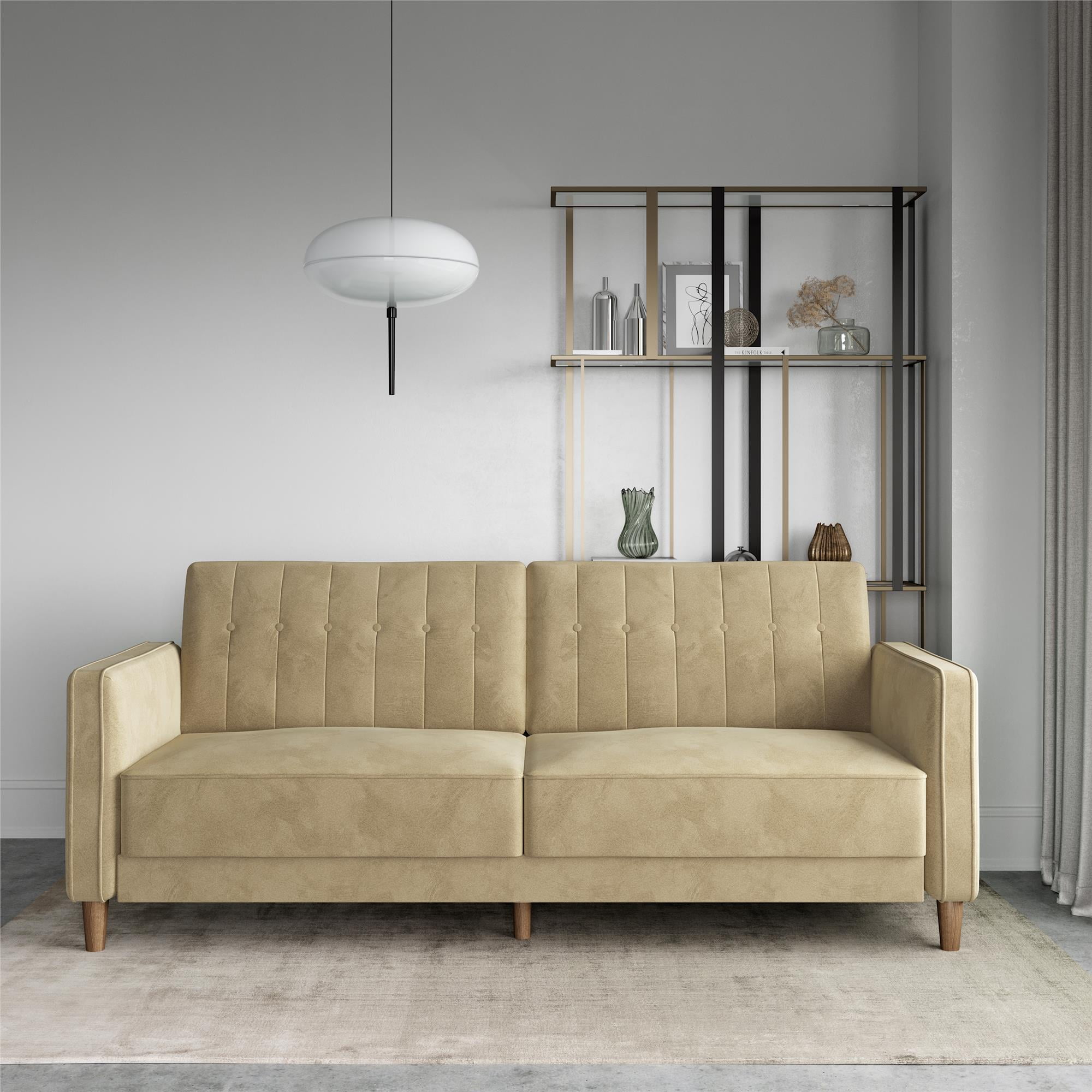 DHP Pin Tufted Transitional Convertible Futon, Tan Velvet for sale ...