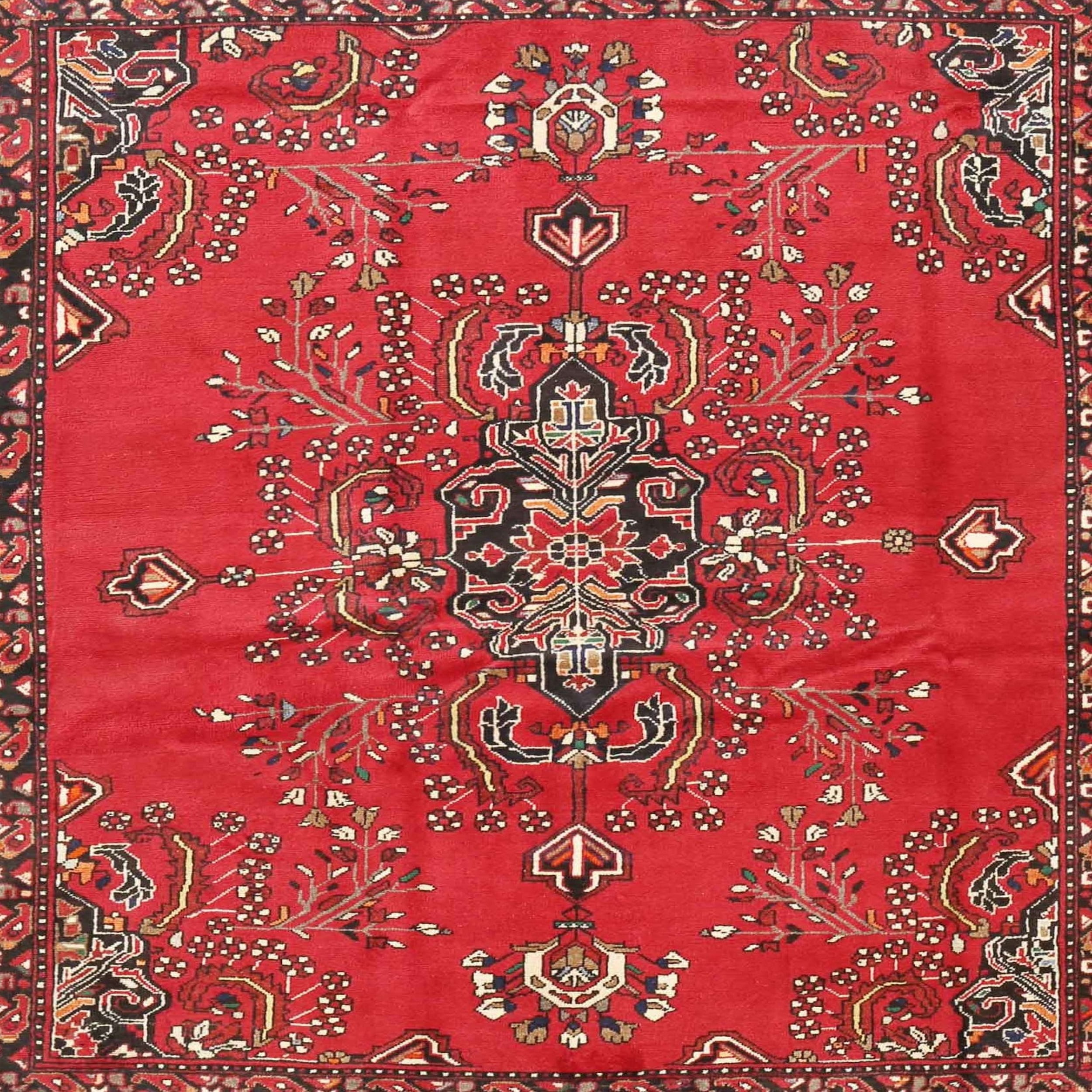 Ahgly Company Indoor Square Traditional Cherry Red Persian Area Rugs, 4 ...