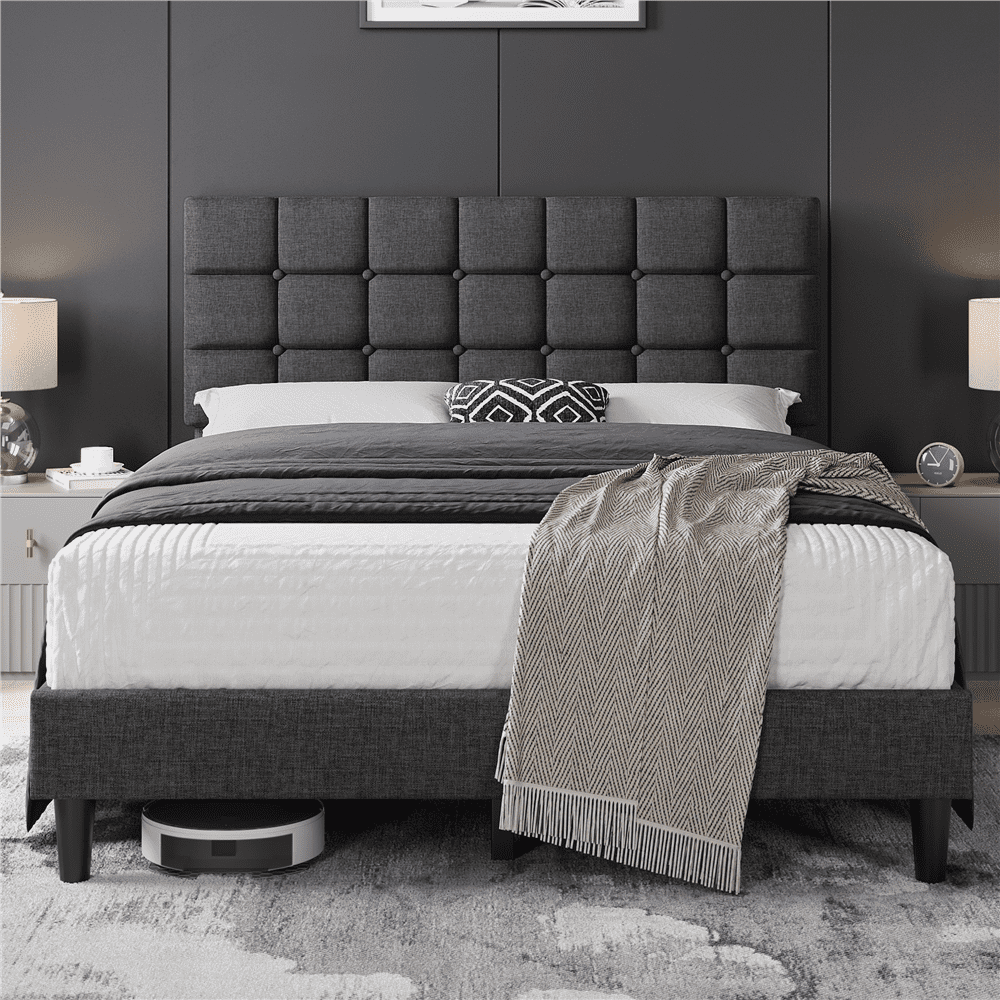 Click here for Fullfurnique Upholstered Platform Bed Frame With S... prices