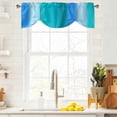 Blue Teal Green Ombre Tie Up Valance Curtains Modern Vertical Striped ...