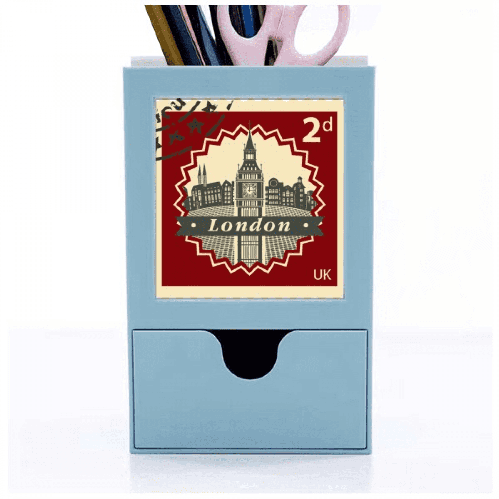 London Big Ben Stamp Outline Britain UK Desk Supplies Organizer Pen ...