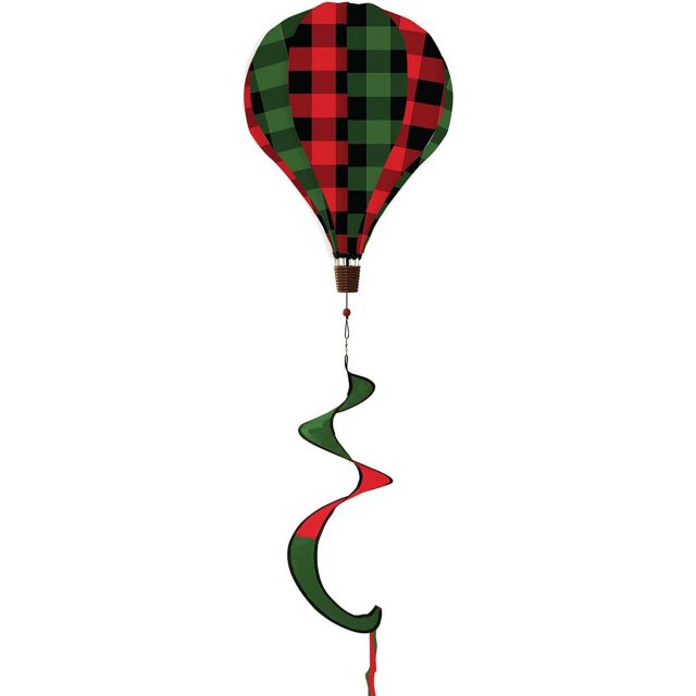 Green And Red Check Deluxe Hot Air Balloon Windsock Everyday Wind ...