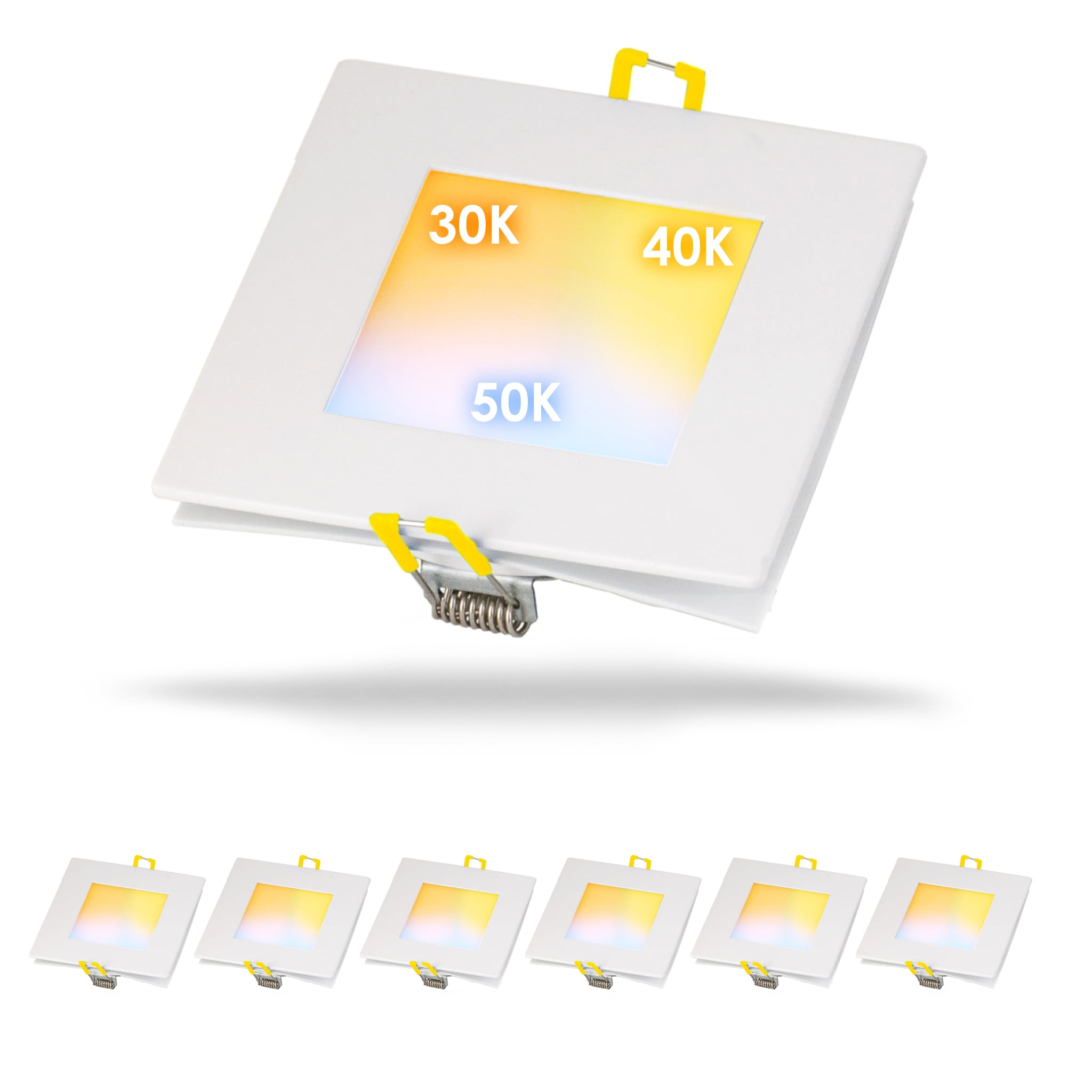 4 Inch LED Square Slim Recessed Lights, 6 Pack, 11W, Ultra-Thin with ...