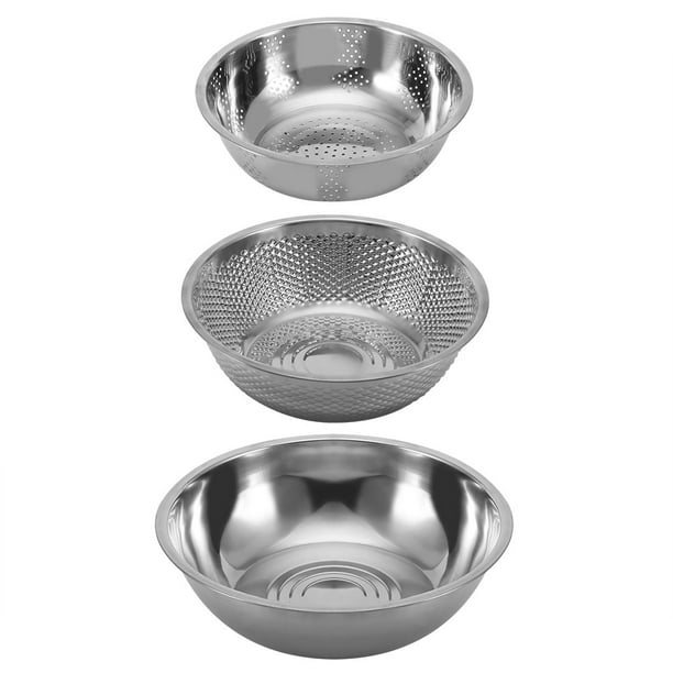 Three-piece Set Stainless Steel Rice Sieve Kitchen Rice Washing Basin ...