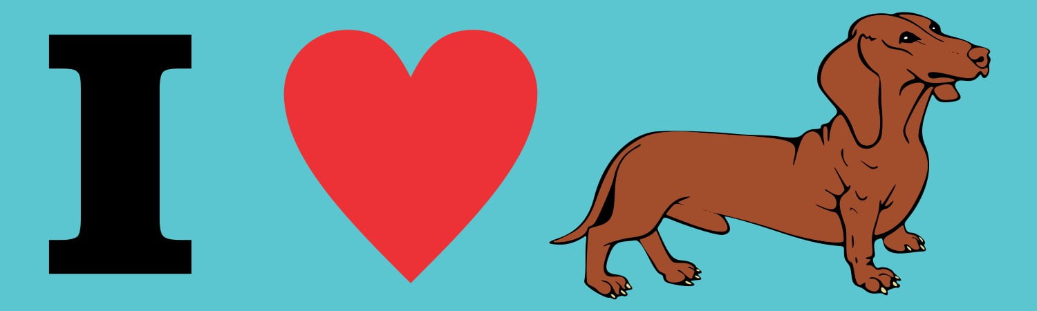 10in x 3in I love Dachshunds I heart dogs Vinyl Bumper Sticker Decal ...