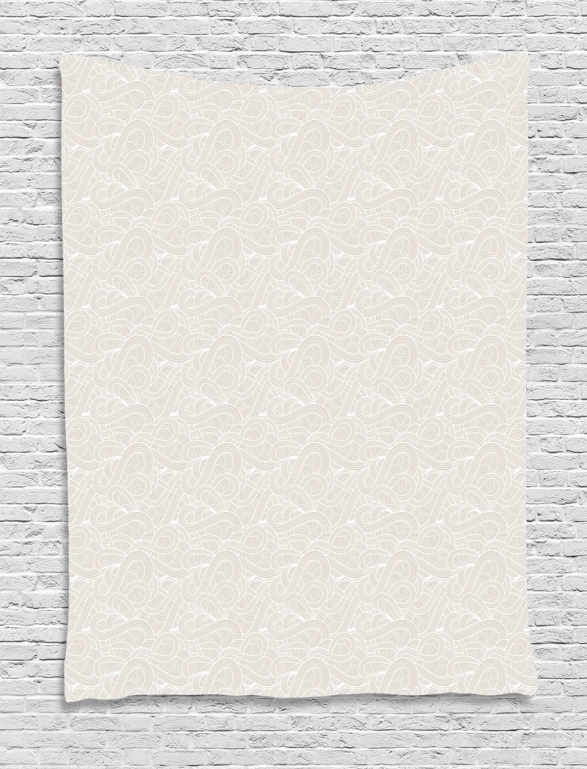 Neutral Color Tapestry, Pastel Doodle Swirls and Waves Repetition Muted ...