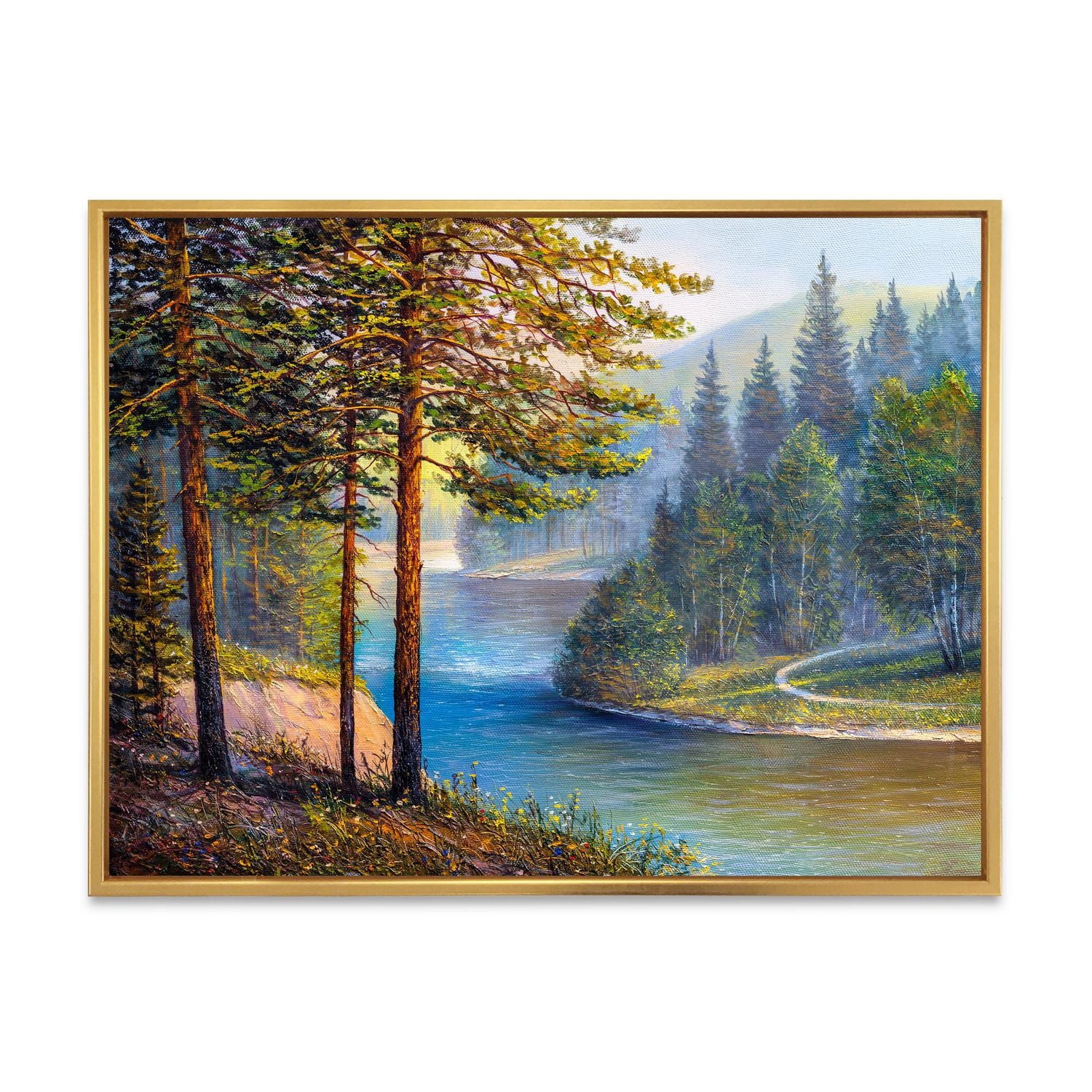 Click here for Designart Morning Sunlight Through The Pine & Fir... prices