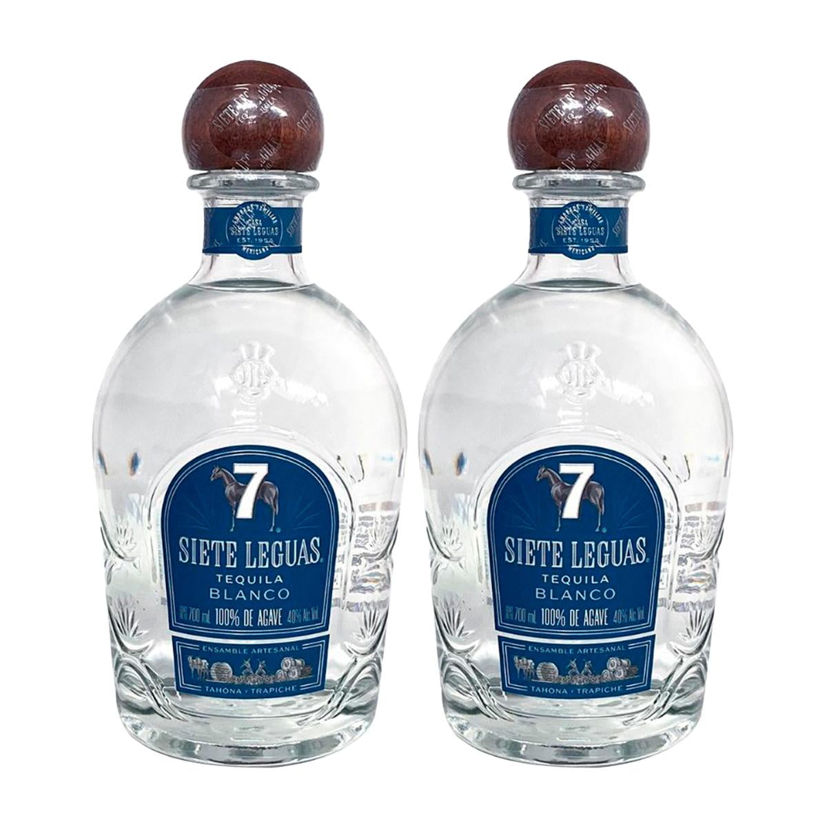 Dos Botellas Tequila Siete Leguas Blanco Artesanal 700 Ml Siete Leguas ...