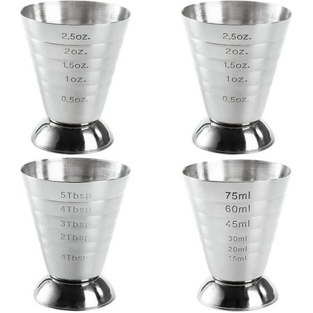 Lonbiaci 4 Pack Stainless Steel Cocktail Jiggers, Measuring Cup ...