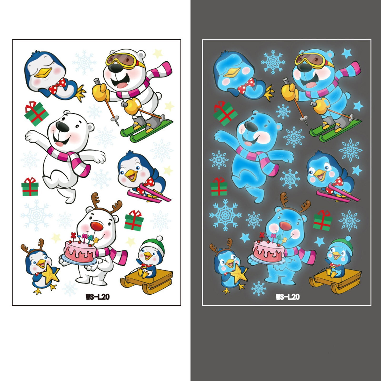 iOPQO stickers Cartoon Blue Luminous Temporary Stickers Children ...