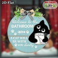2D flat, a 12 - inch wooden sign. Welcome to the BATHROOM A CAT WILL BE ...