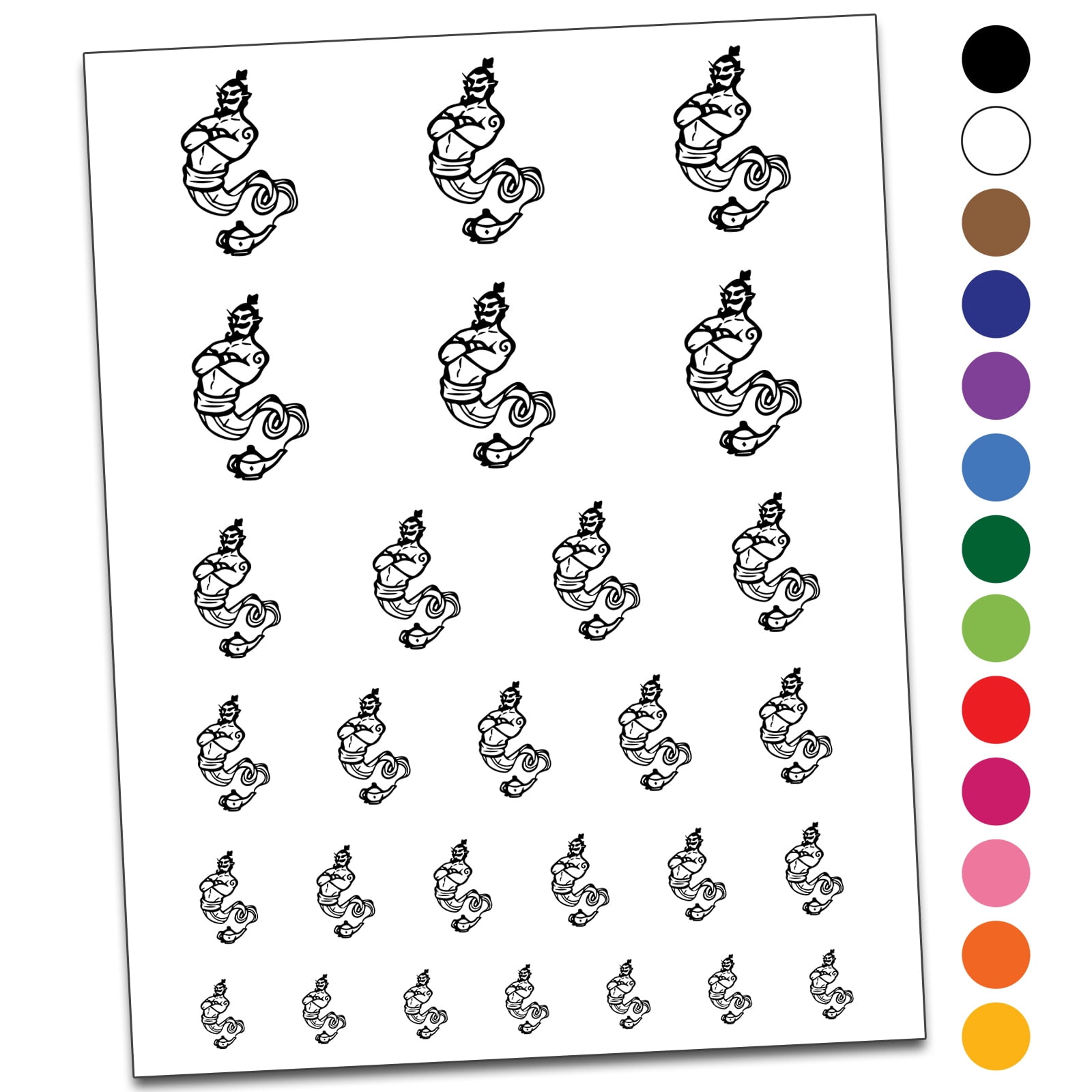 Djinn Jinn Genie Magical Lamp Water Resistant Temporary Tattoo Set Fake ...