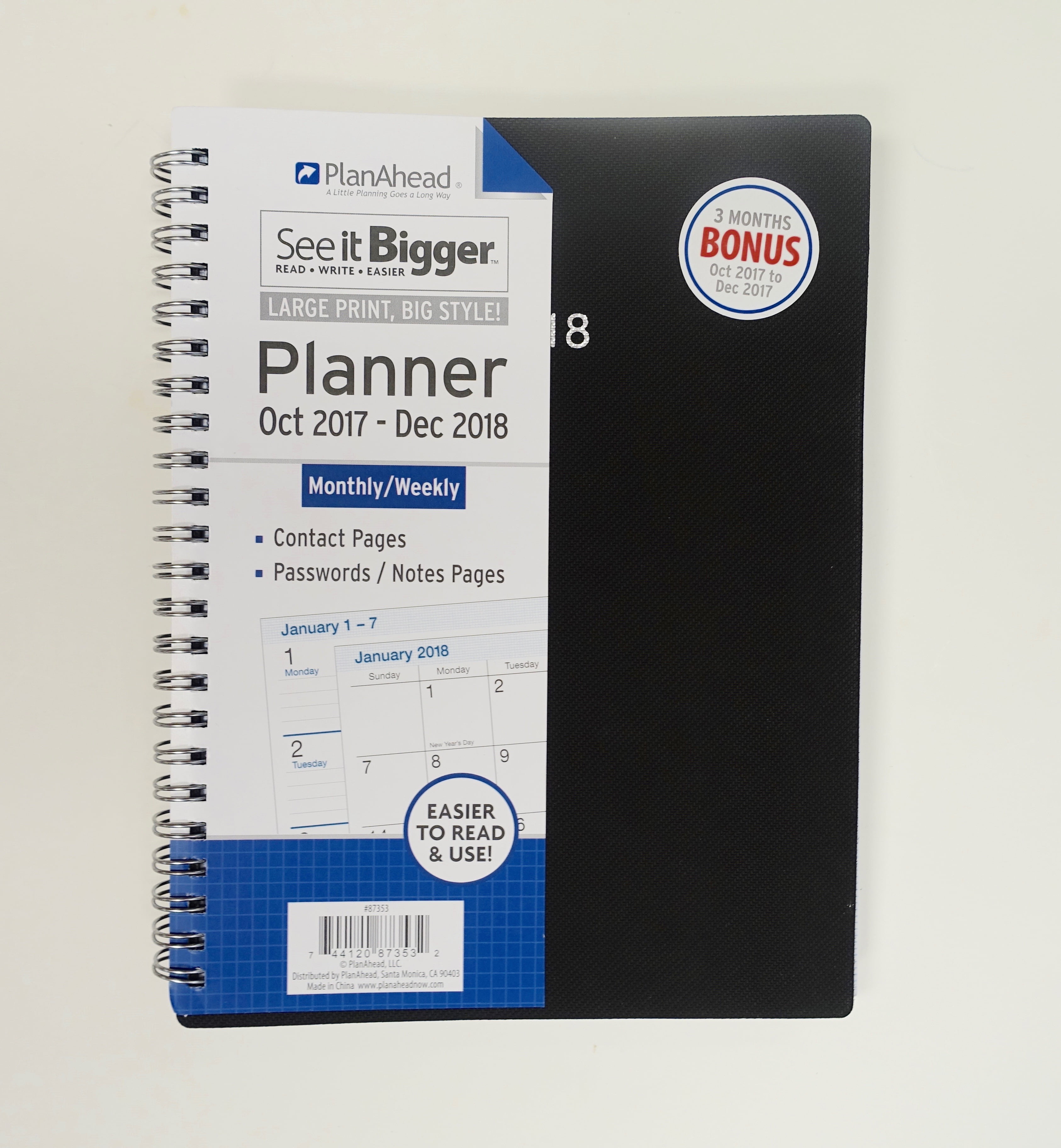 PlanAhead See It Bigger Large Monthly/Weekly Planner, 52% OFF