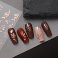 3D Metallic Leaf Nail Art Stickers 2 Sheets Pink Gold Self-Adhesive ...