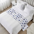 Abstract Grid Bed Runner Queen Size Boho Blue Purple Grey Geometric ...