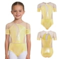 Aislor Girls Gymnastics Leotard Ballet Dance Short Sleeve Metallic ...