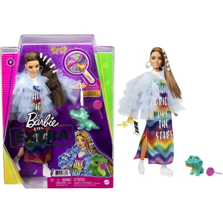 Barbie Extra Doll - Shine Bright Like the Stars Ruffle Coat – BrickSeek