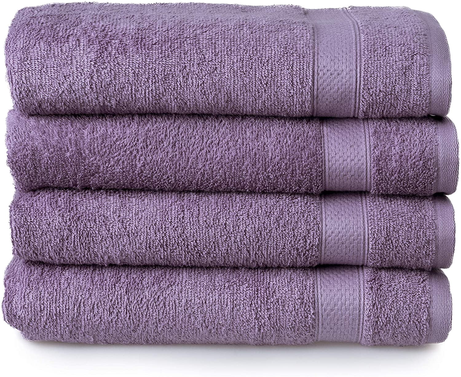 Welhome Basic Bath Towel Set, 100% Cotton, 434 GSM, 4 Piece Set, Lilac ...