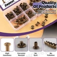 152Pcs M5x5mm, 6mm, 8mm, 10mm, 12mm Bronze Screws Leather Rivets ...