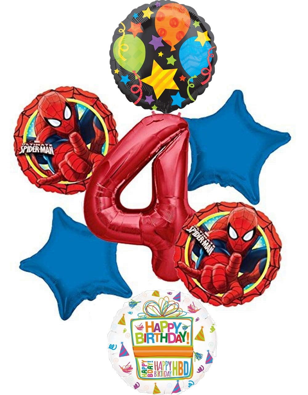 Spider-man Party Supplies 4th Birthday Spiderman in Action Balloon ...