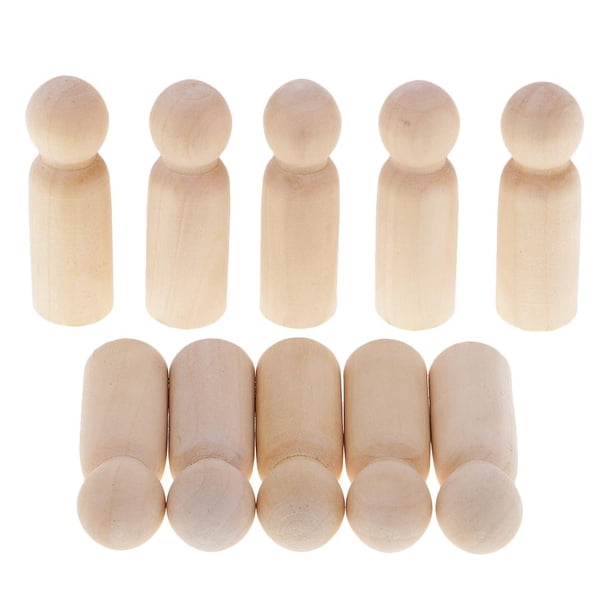 10 Pieces Unfinished Wood Plain Blank People Body Family Men Women Peg ...