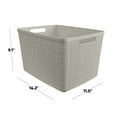 Curver Jute Large Beige Plastic Decorative Storage Basket, 14 in x 11 ...