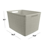 (2 pack) Curver Jute Large Beige Plastic Storage Basket - Walmart.com