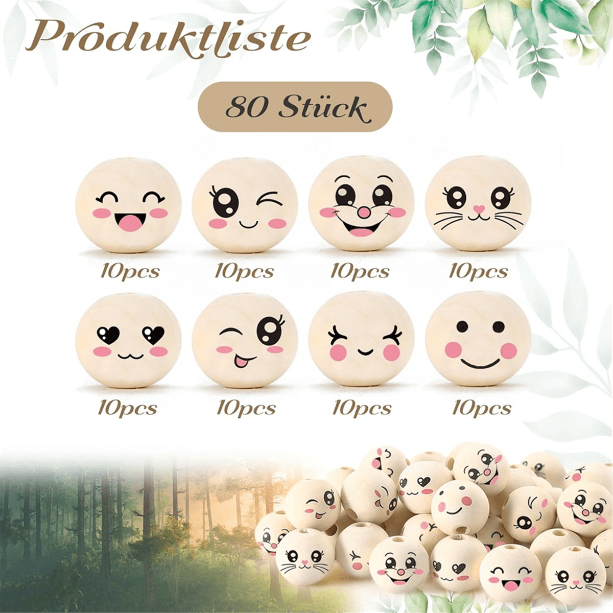 Click here for Unbranded 8 Styles Wooden Beads With Face 20 Mm Sm... prices