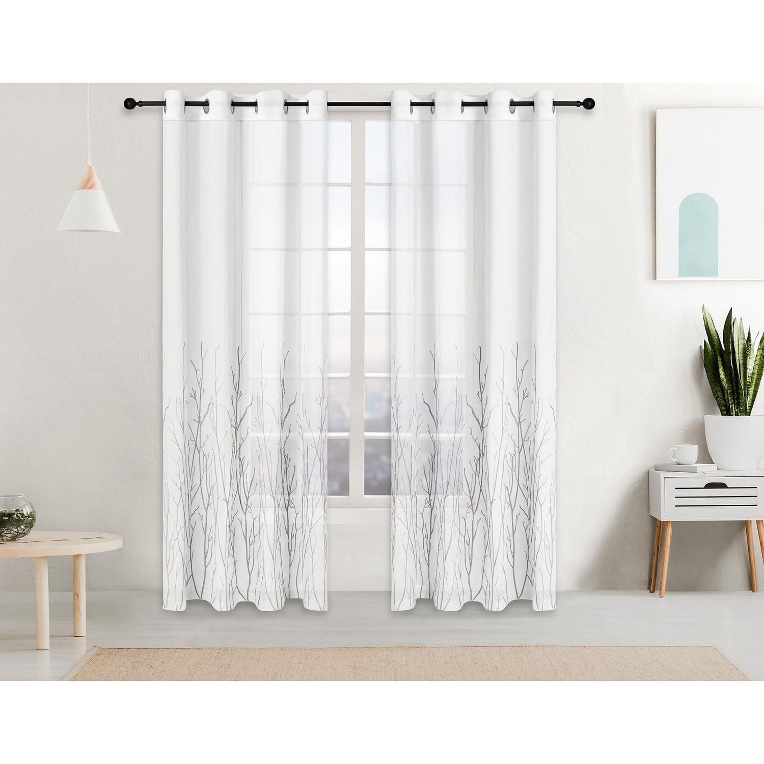 Click here for Safdie & Co. Curtain Panel Woven Voile With Branch... prices