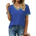 Moshu V Neck Women T Shirts Short Sleeve Loose Casual Summer Tops