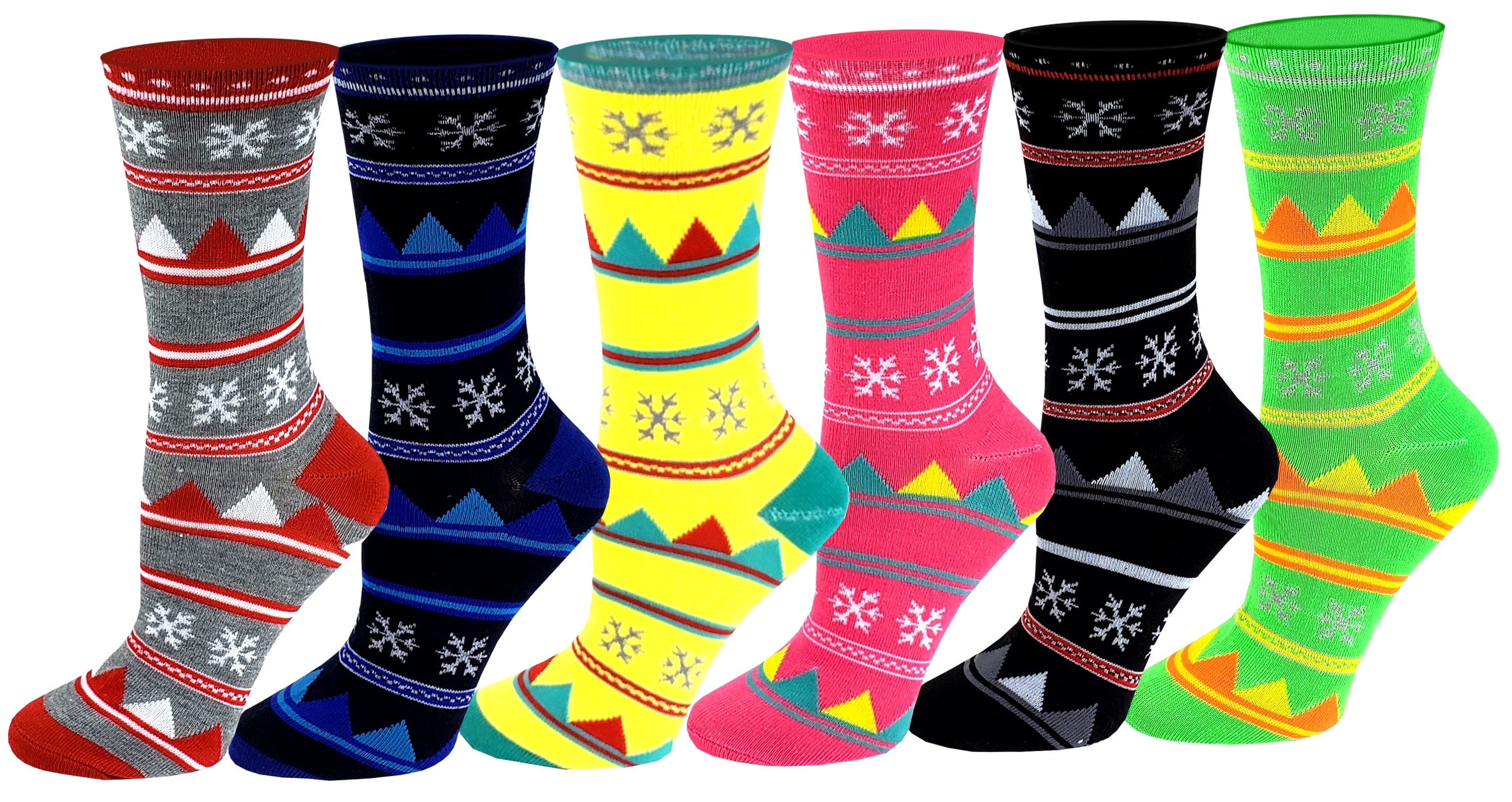 Sumona 6 Pairs Women Novelty Snowflake Design Crew socks - Walmart.com