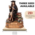 2D Graduation Wooden Plaque, 15/20/25cm Vintage Book Stack Ornament ...